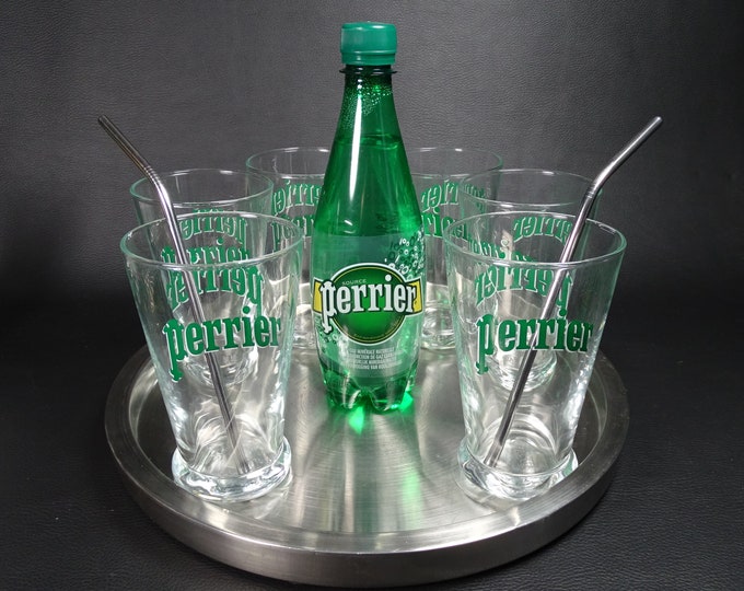 PERRIER | 6 Large Advertising Water Glasses From the PERRIER Brand | 13 ...
