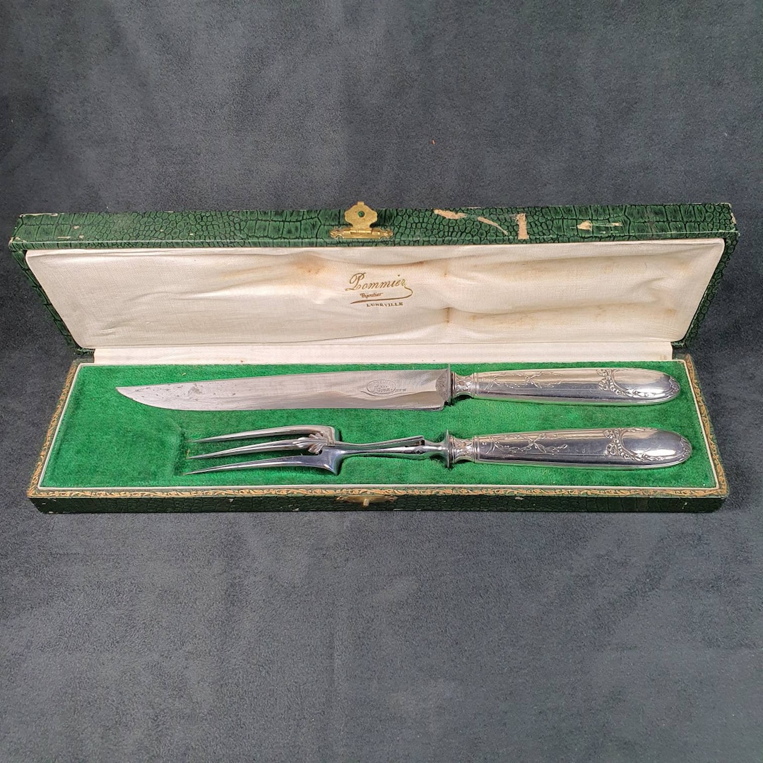 Carving Cutlery Set With Silver Handle Filled in Its Beautiful Original ...