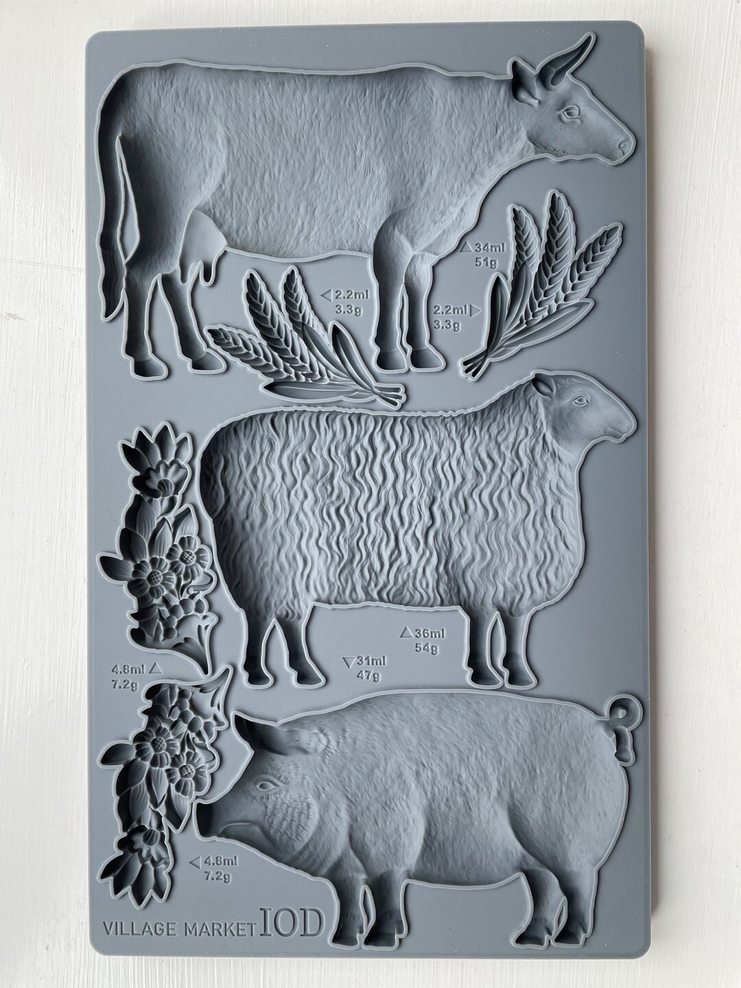 Village Market 6"x10" IOD Moulds™ With A Cow, A Pig, and A Sheep - Etsy
