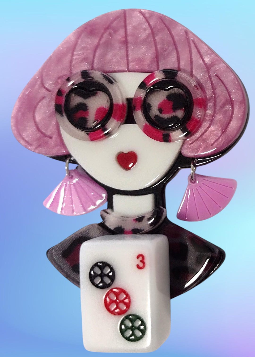 Mahjongg Lady Pin With Pink Hair - Etsy
