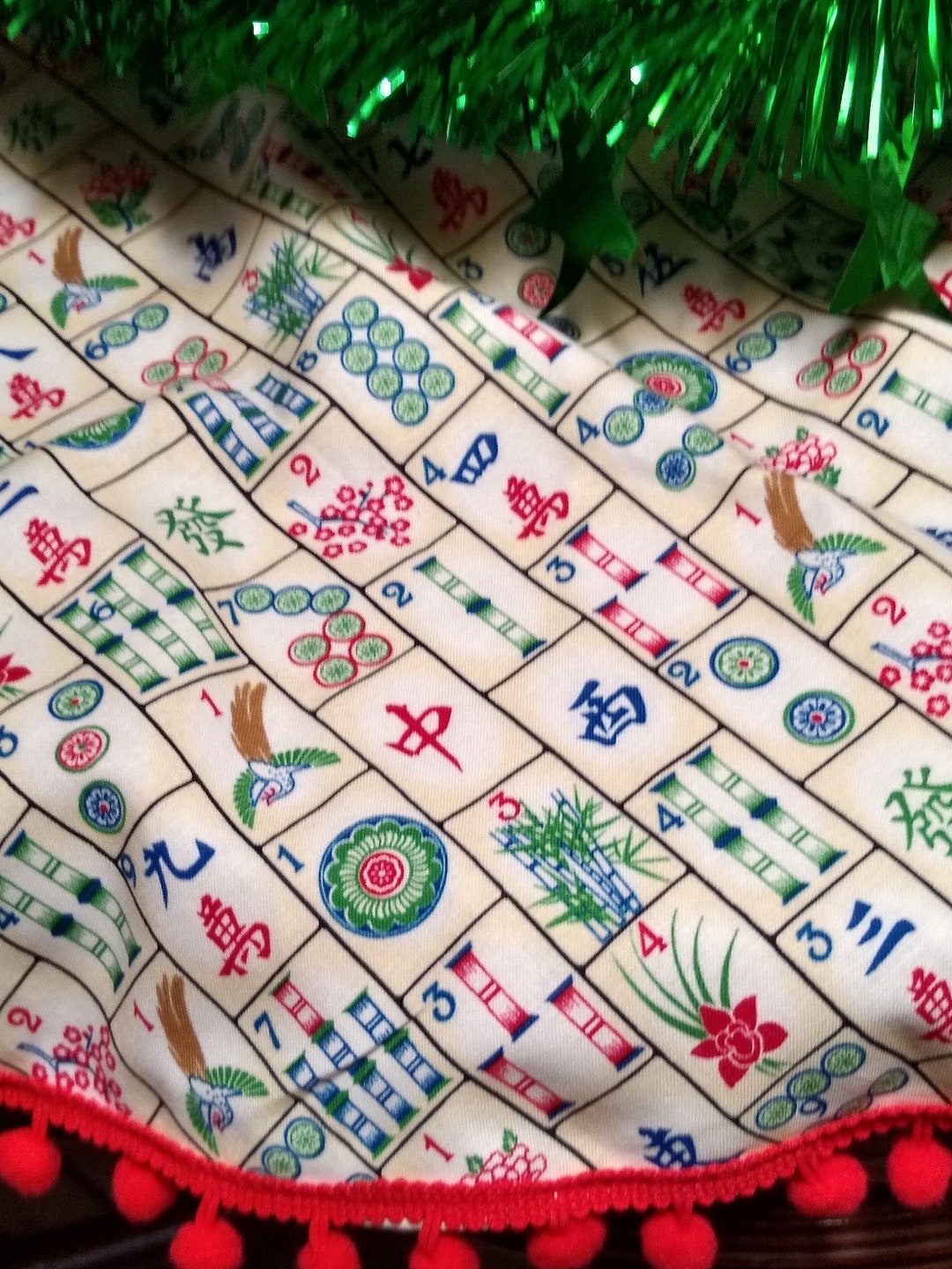 Mahjongg Tile Fabric Christmas Tree Skirt - Etsy