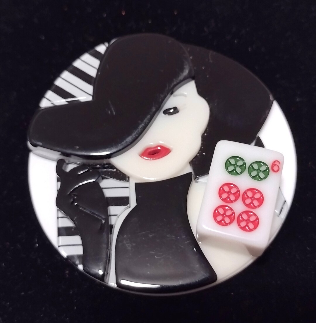 Classy Mahjongg or Card-playing Lady Pin - Etsy