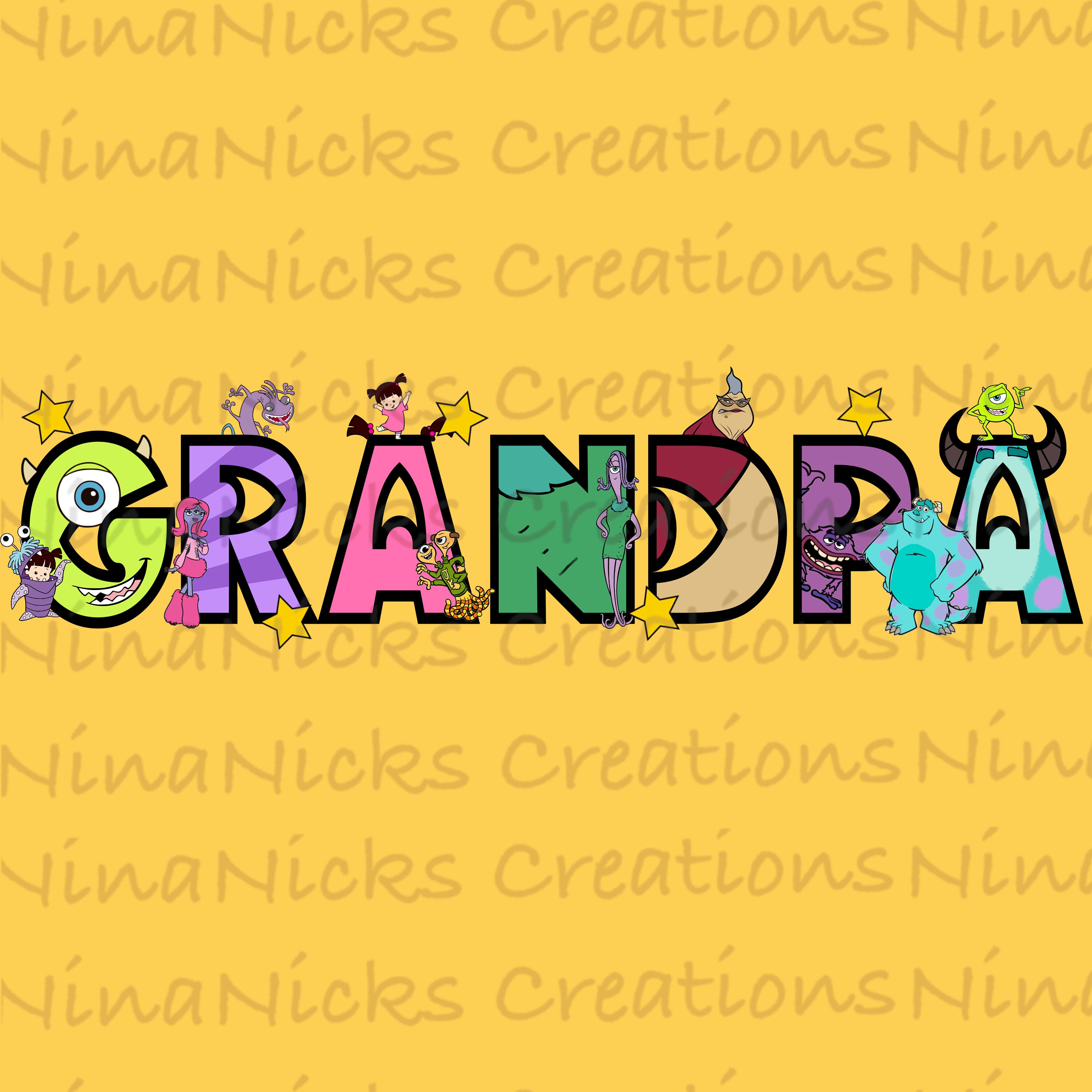 MONSTERS Grandma & Grandpa PNG - Etsy