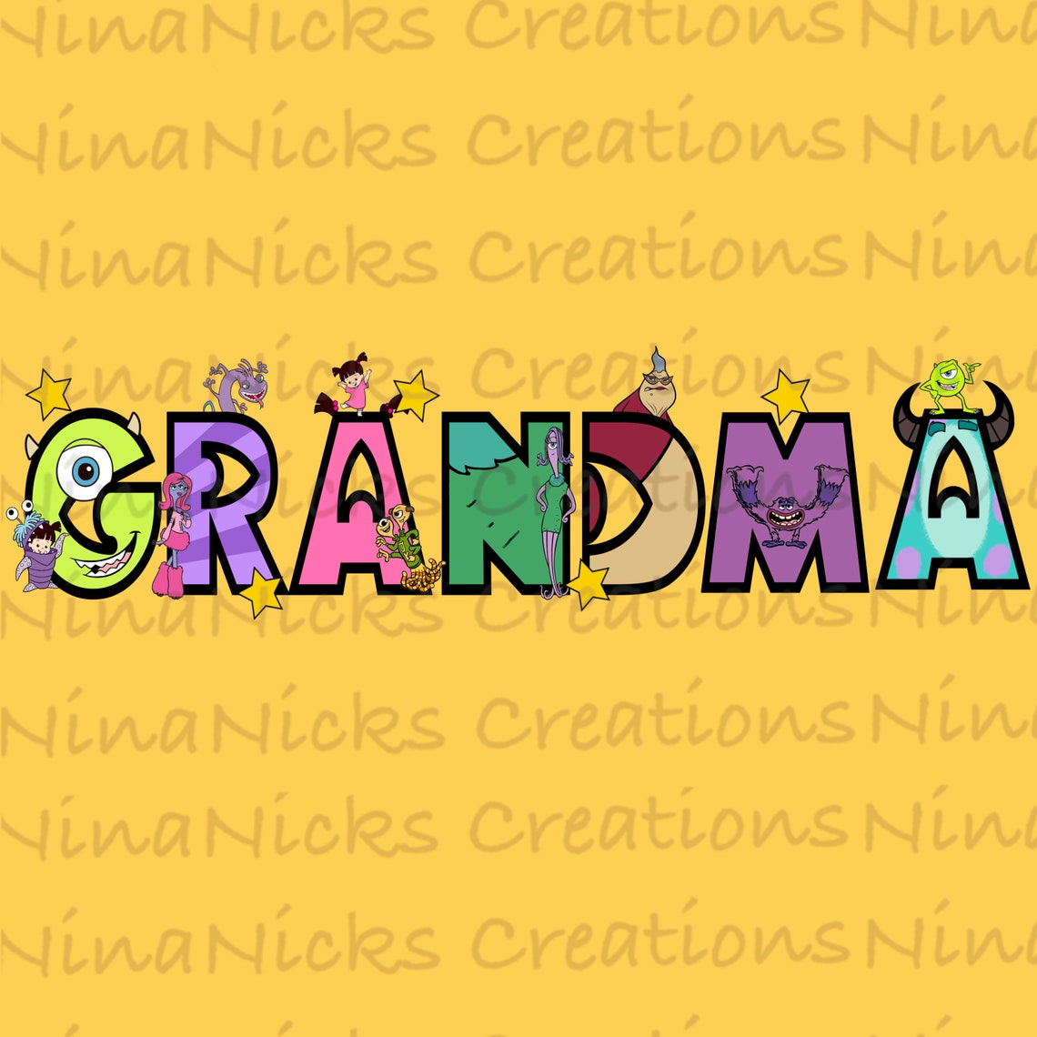 MONSTERS Grandma & Grandpa PNG - Etsy