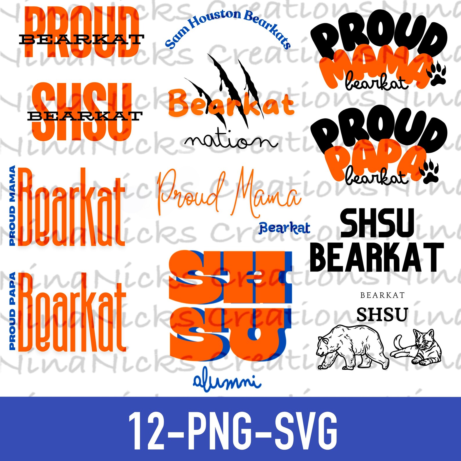 SHSU- Sam Houston- Bearkats- 12 Png- Svg Files - Etsy