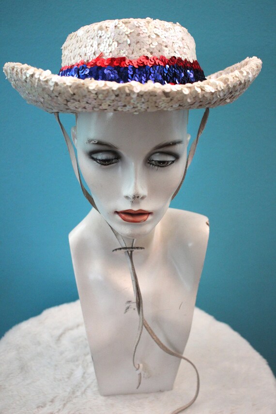 Costume Hat 70's Western Style Sequined College Dance… - Gem
