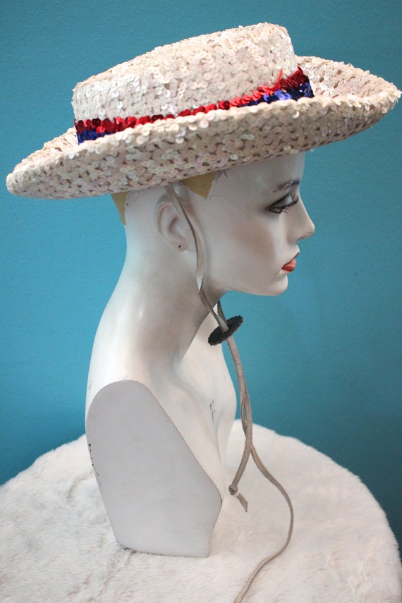 Costume Hat 70's Western Style Sequined College Dance… - Gem