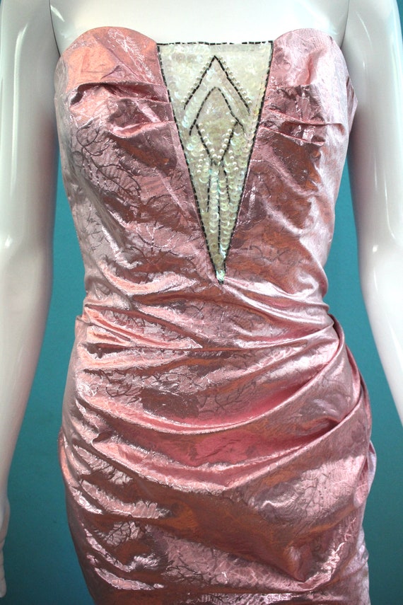 80'S Prom Dress 1980's Pink Lame Mermaid Style Party … - Gem