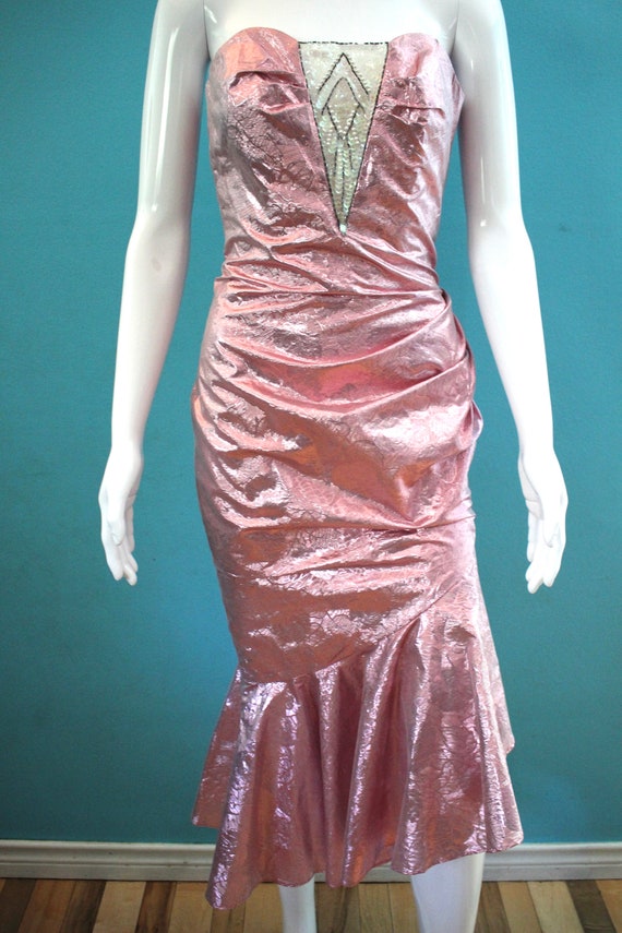 80'S Prom Dress 1980's Pink Lame Mermaid Style Party … - Gem