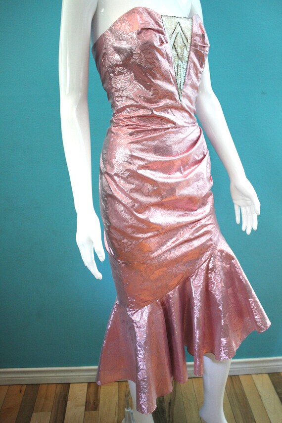80'S Prom Dress 1980's Pink Lame Mermaid Style Party … - Gem