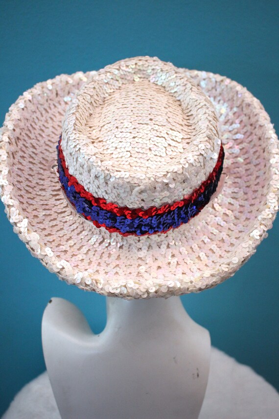 Costume Hat 70's Western Style Sequined College Dance… - Gem