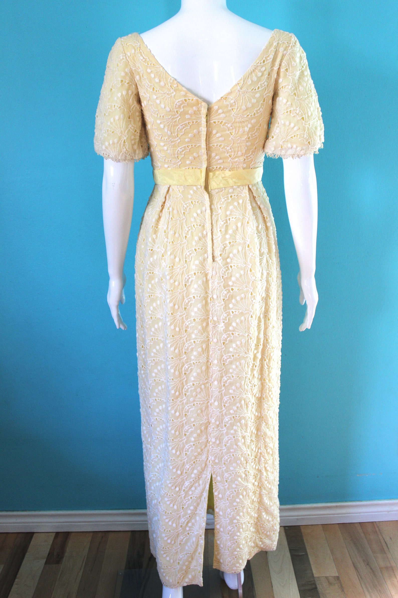 60's Prom Dress 60's Yellow Embroidered Eyelet Prom - Etsy