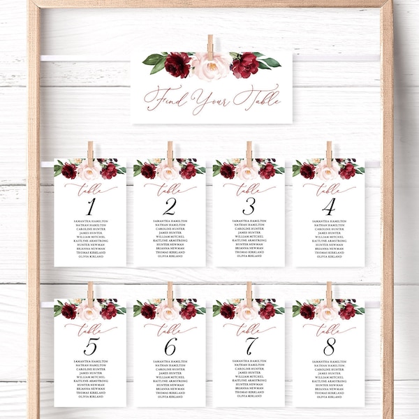 Seating Chart Cards Printable - Etsy