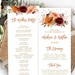 Fall Wedding Programs, Printable Wedding Program Template, Editable, 2 ...