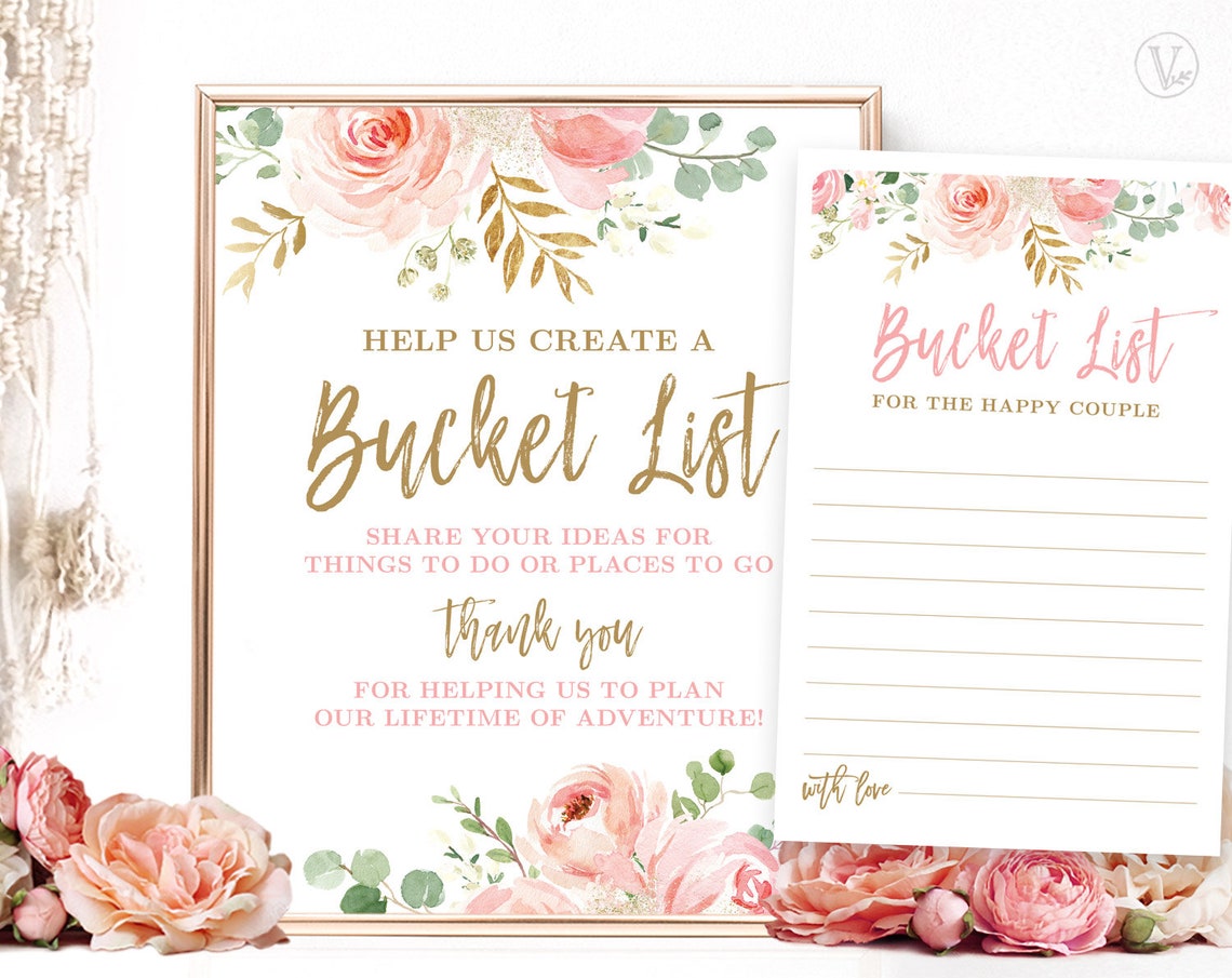 Bucket List Game Sign and Cards, Printable Bucket List Sign and Note ...
