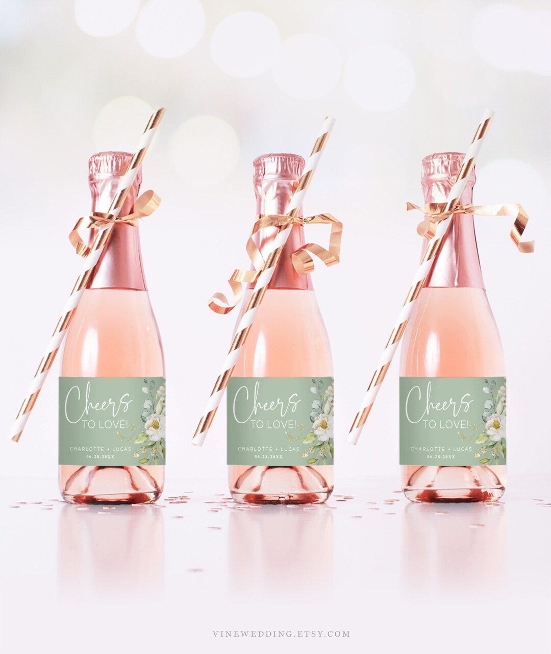 Cheers to Love Mini Champagne Bottle Label Template, Editable Mini ...