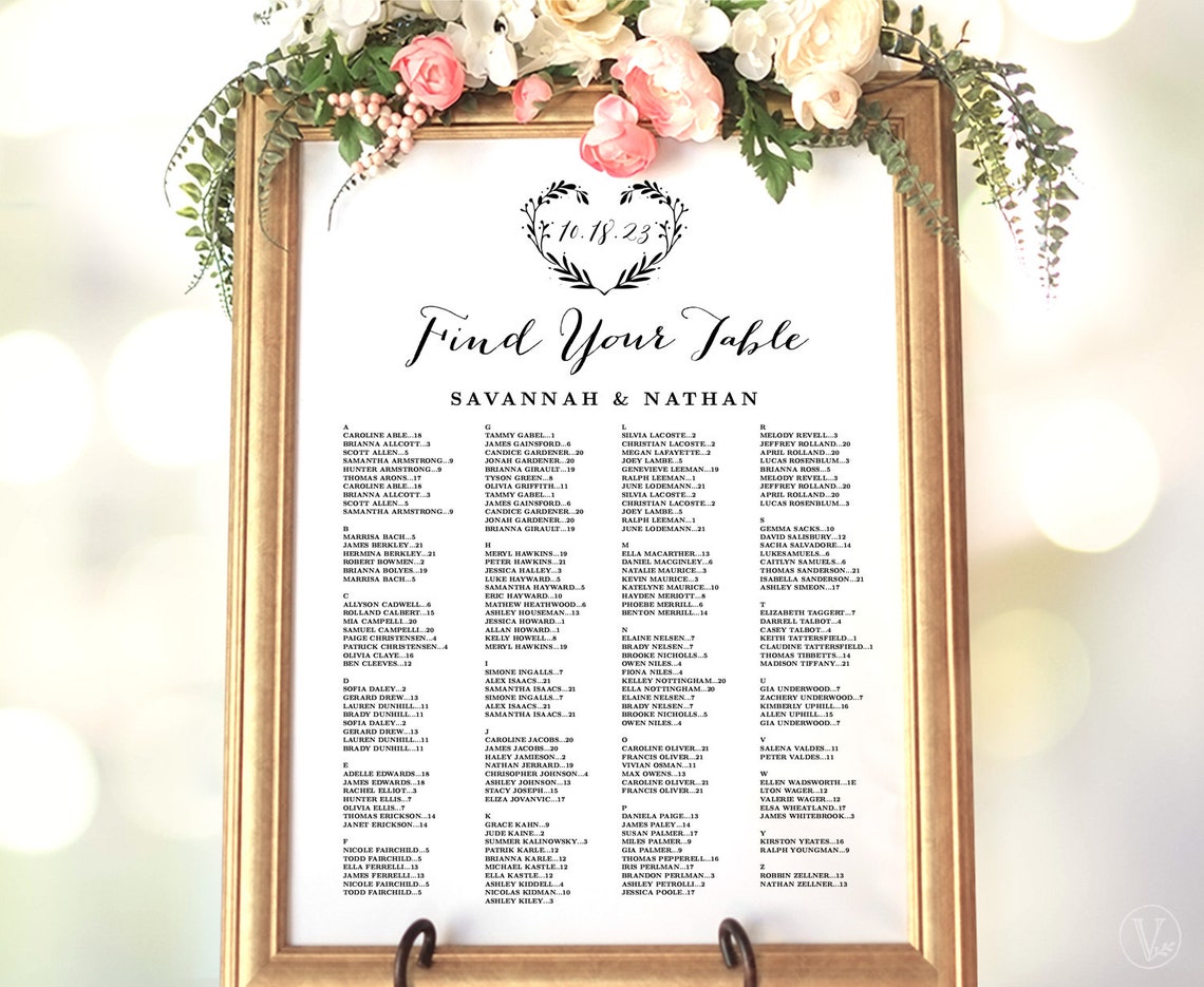 Wedding Seating Chart Template Editable Wedding Seating Chart - Etsy