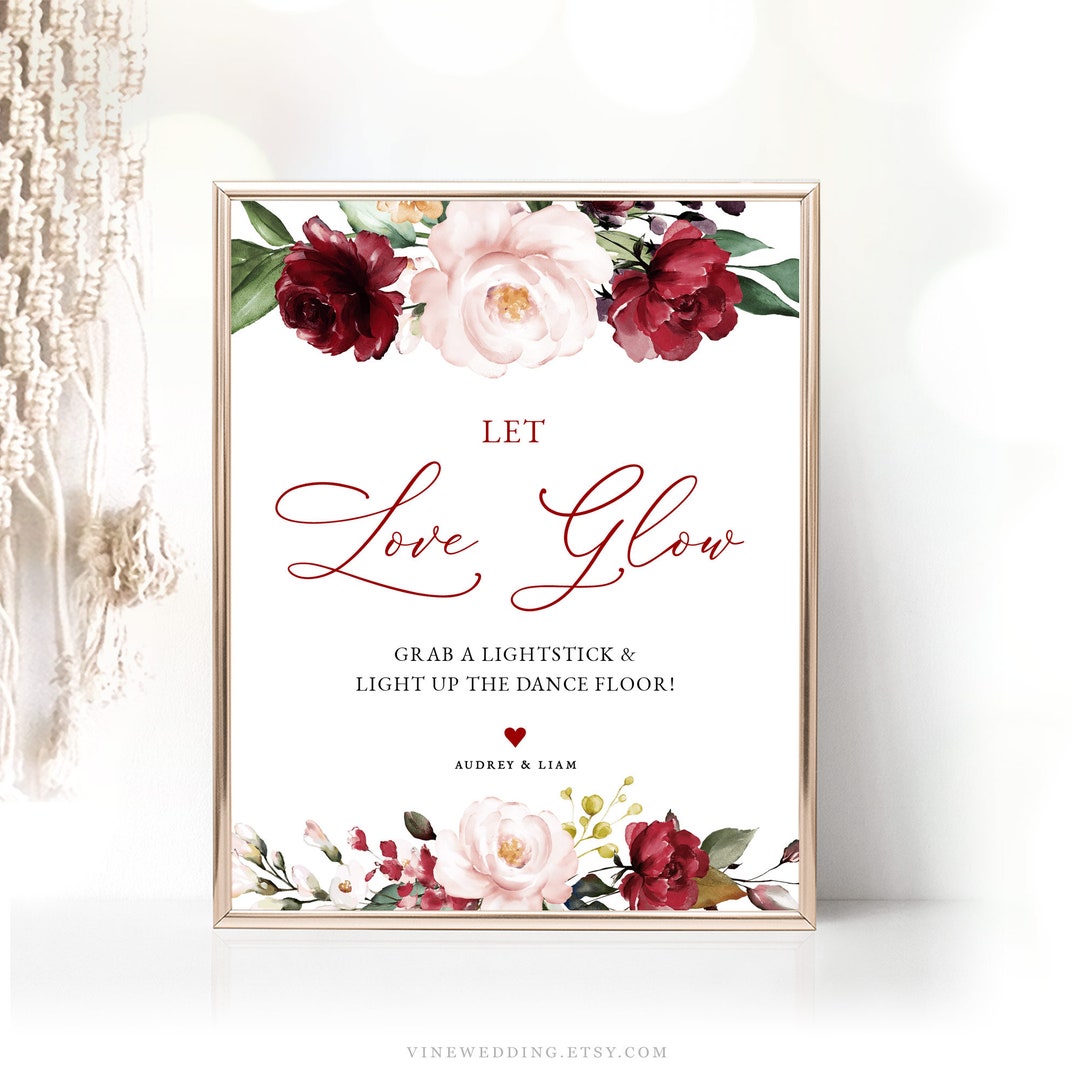 Let Love Glow Sign, Editable Let Love Glow Sign Template, Printable ...
