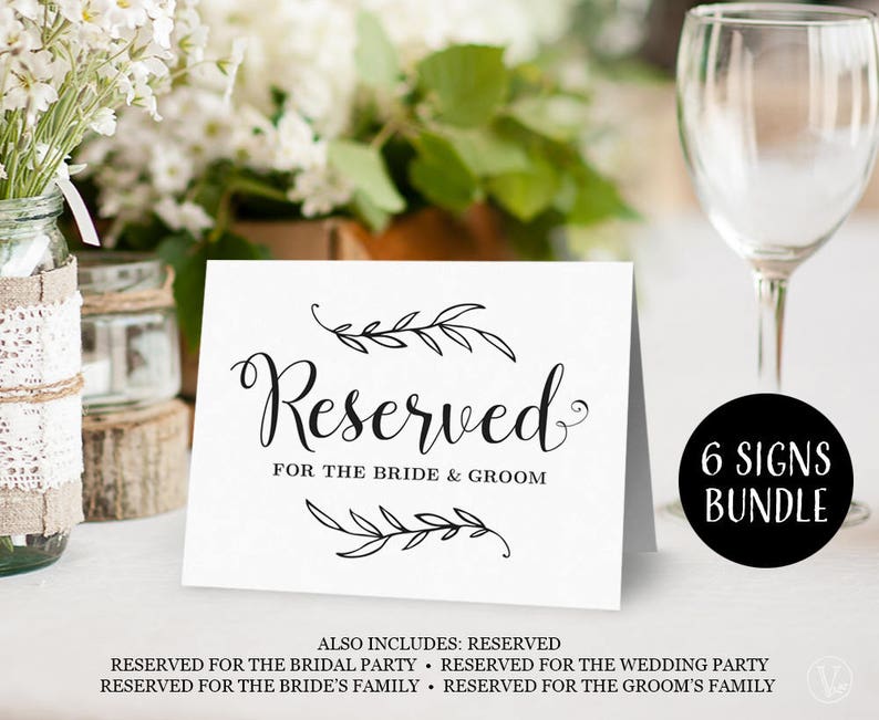 BUNDLE Wedding Reserved Signs for Bride & Groom Wedding | Etsy