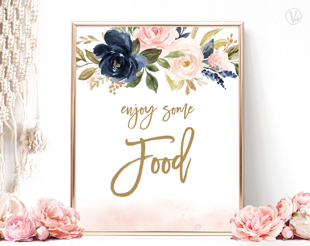 Food Sign, Bridal Shower Food Sign, Enjoy Some Food, Food Table Sign ...
