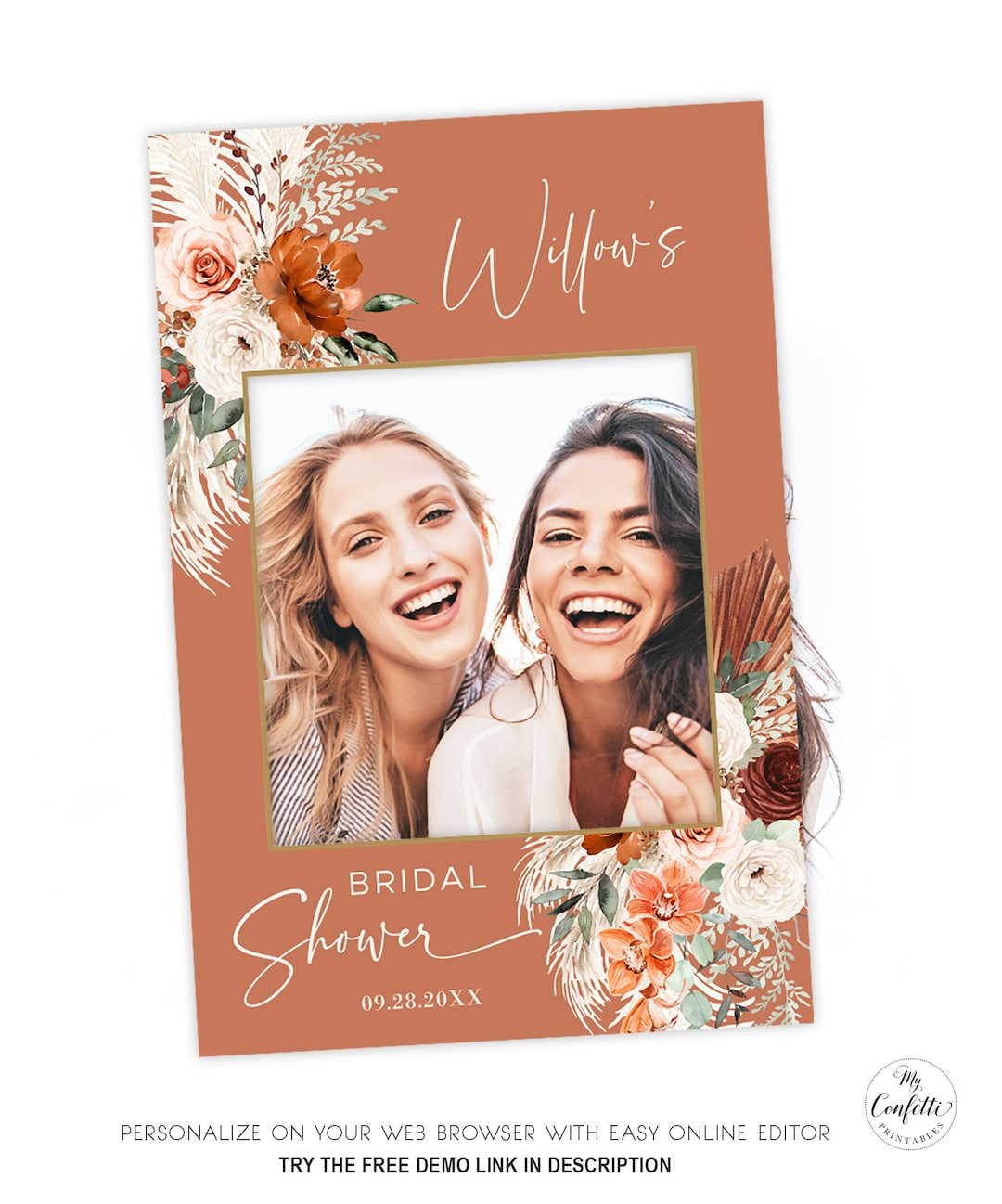 Photo Prop Frame, Bridal Shower, Printable Bridal Shower Photo Frame ...
