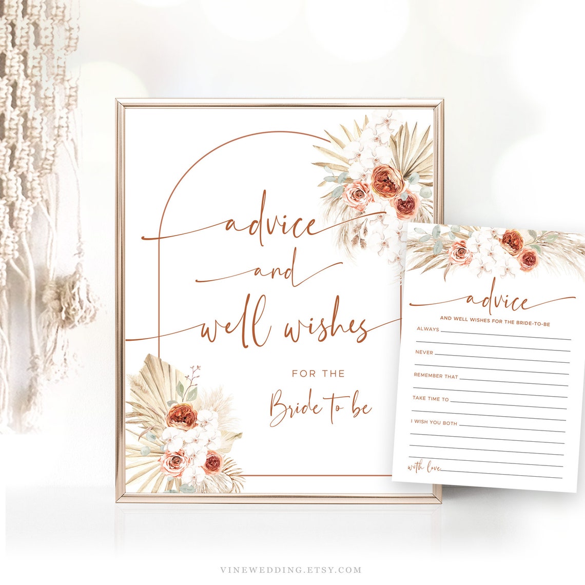 Advice and Well Wishes for the Bride to Be Sign and Cards, Bridal ...