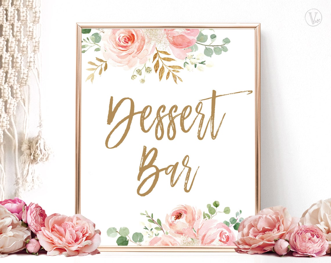 Dessert Bar Sign, Printable Desserts and Sweets Sign, DIY Bridal Shower ...