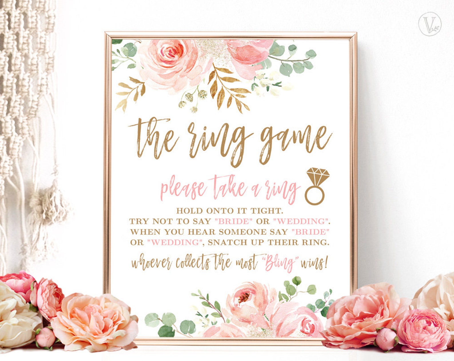 Bridal Shower Game, the Ring Game, Please Take a Ring Sign, Printable ...