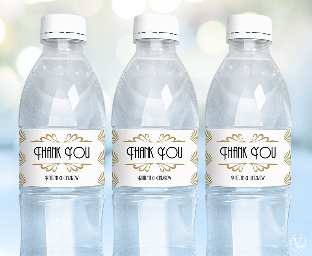 Editable Art Deco Water Bottle Label Template, Printable Water Bottle ...