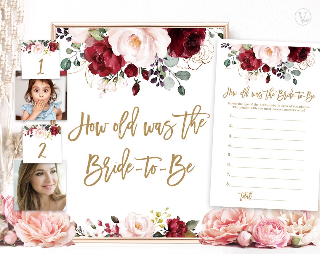 How Old Was the Bride-to-be Bridal Shower Game, Printable Game Sign ...