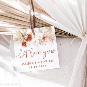 Let Love Grow Succulent Favor Sign and Favor Tag Template, Printable ...