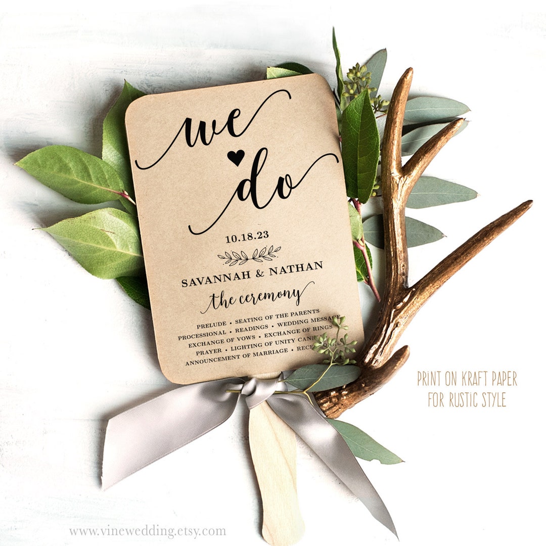 Wedding Fans, Printable Wedding Fan Program Template, Fan Wedding ...