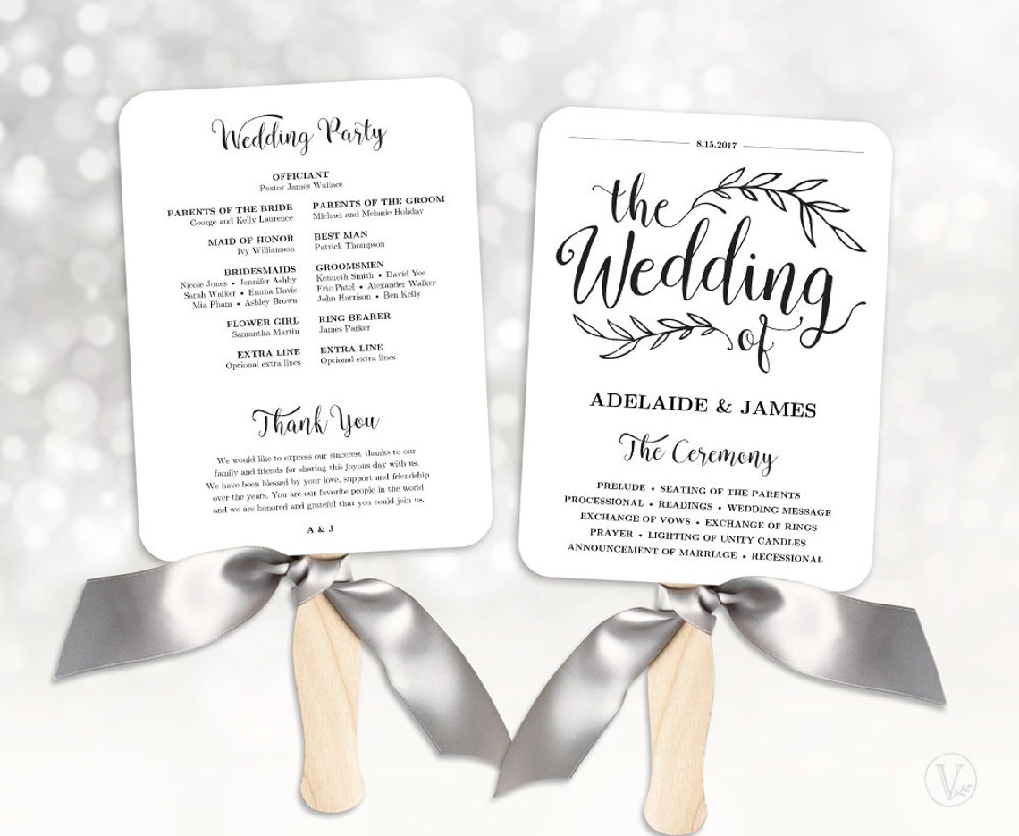 Printable Wedding Program Template Rustic Wedding Fan - Etsy