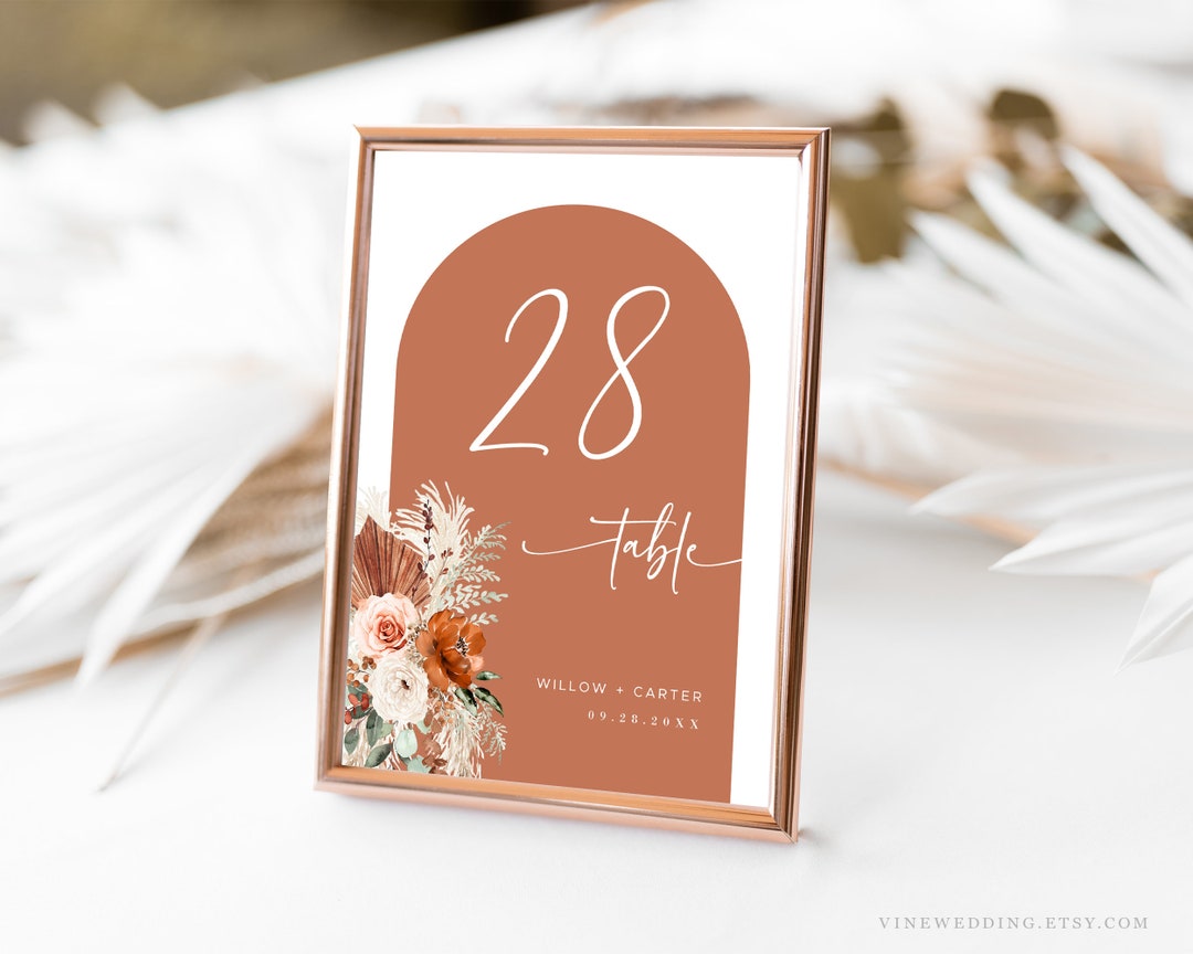 Arch Wedding Table Numbers Signs, Printable Wedding Table Numbers ...