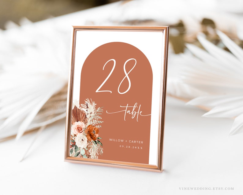 Arch Wedding Table Numbers Signs Printable Wedding Table - Etsy