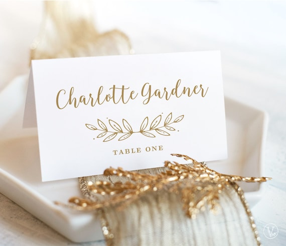 Gold Wedding Seating Labels Printable Editable Gold Text Food Label