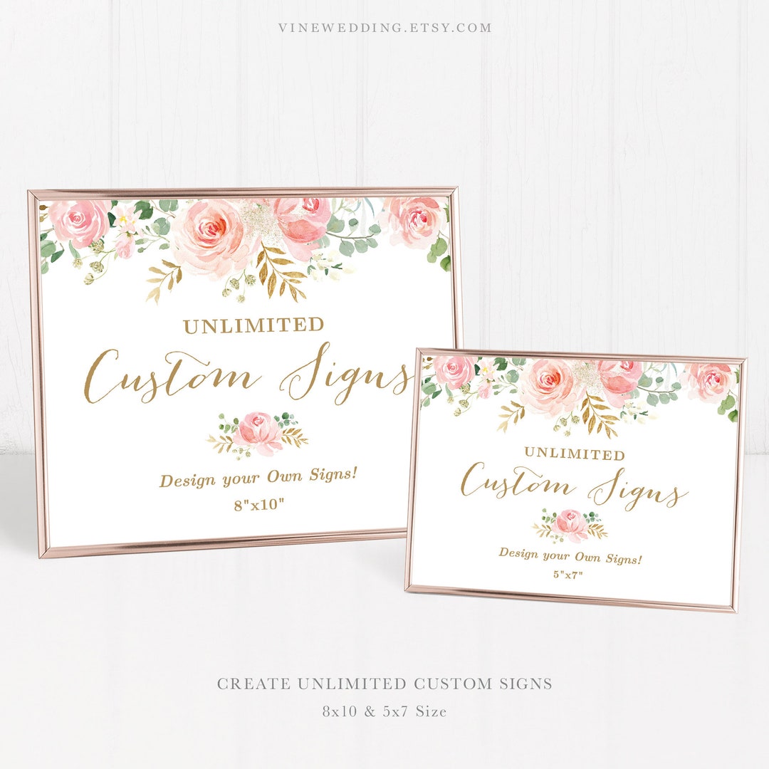 Unlimited Custom Sign Template, 8x10 and 5x7 Size Landscape, Editable ...