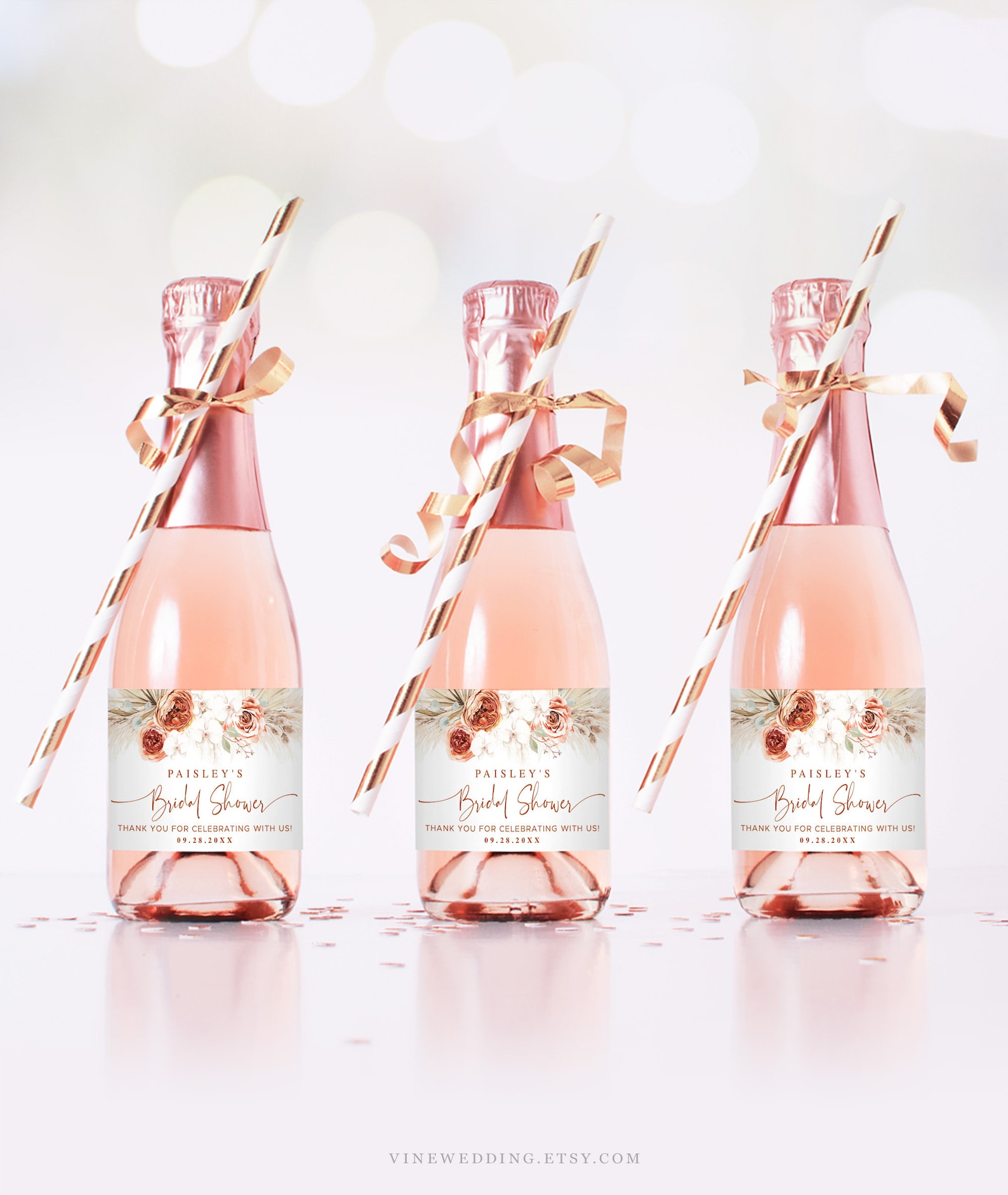 Mini Champagne Bottle Labels, Printable Mini Champagne Labels, Editable ...