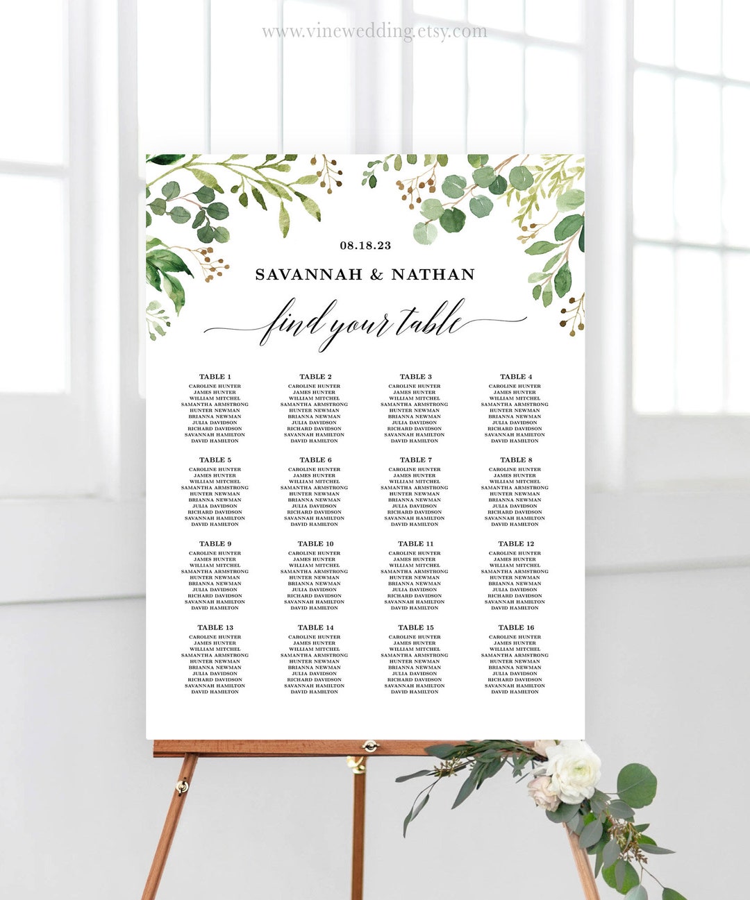 Wedding Seating Chart Sign, Editable Table Seating Chart Sign Sign ...