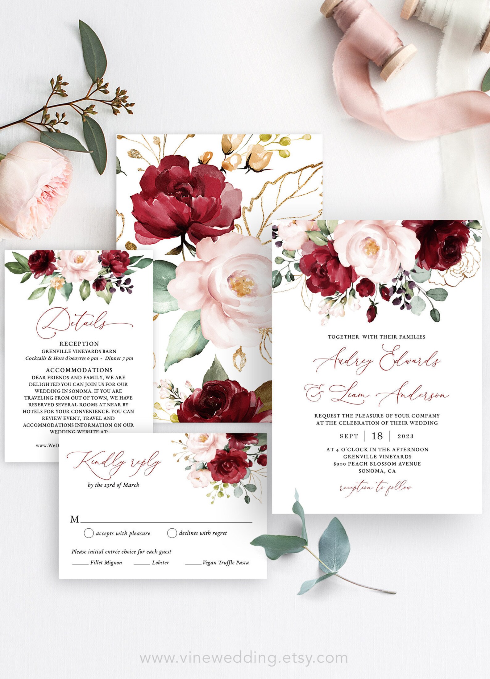 Wedding Invitation Set Printable Wedding Invitation Template - Etsy