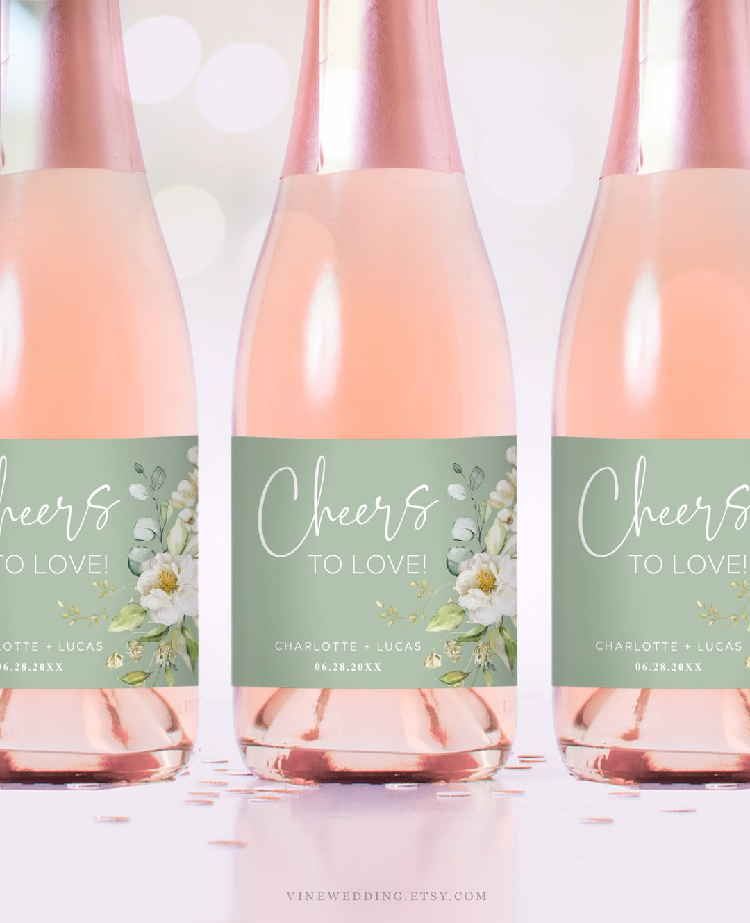 Regular Size Champagne Bottle Label Template, Cheers to Love, Editable ...