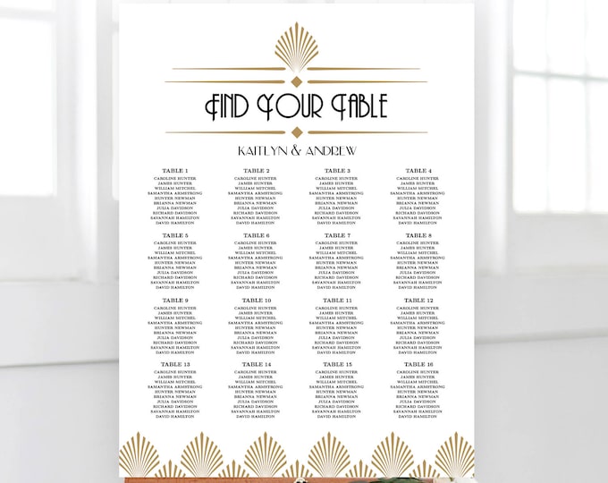 Art Deco Seating Chart Poster, Seating Chart Sign, Custom Seating Chart ...