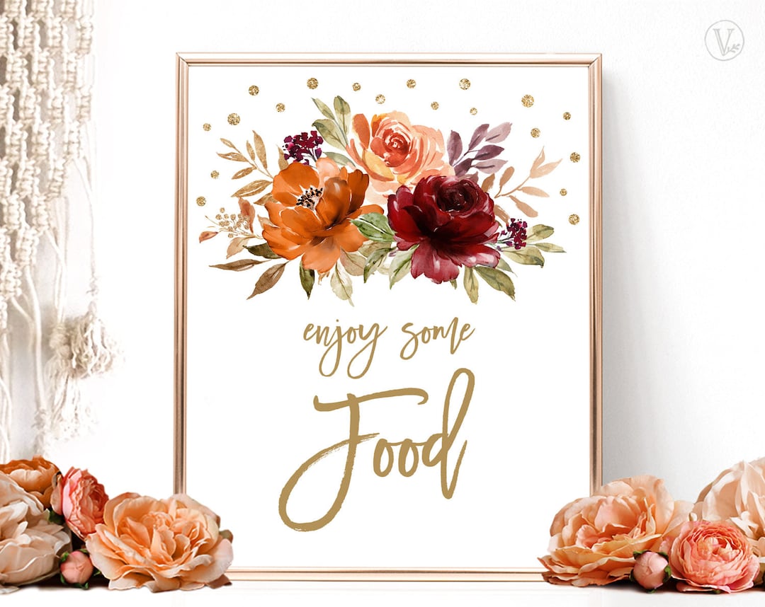 Printable Food Sign, Enjoy Some Food, Food Table Sign, Bridal Shower ...