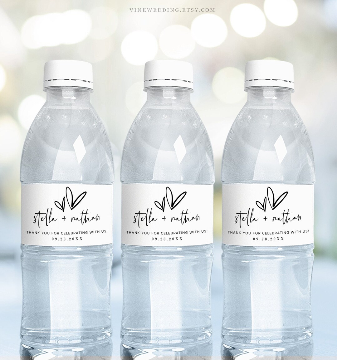 Water Bottle Label Template, Editable Water Bottle Labels, Printable ...