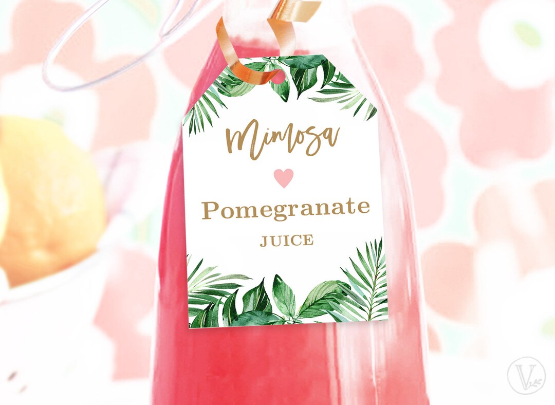 Mimosa Bar Juice Tags, Printable Mimosa Bar Juice Tag Template, Bridal ...