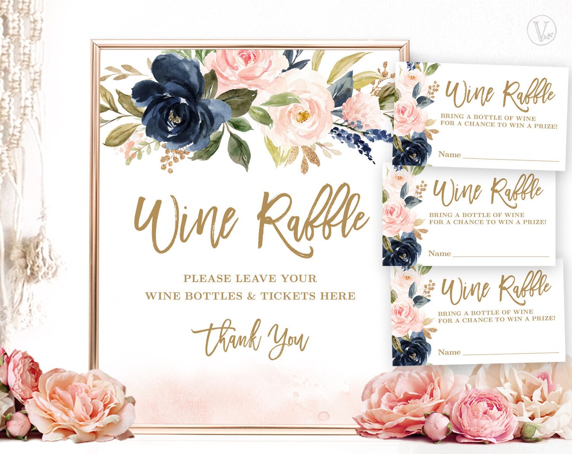 Wine Raffle Sign and Tickets Printable Game Sign and Ticket - Etsy