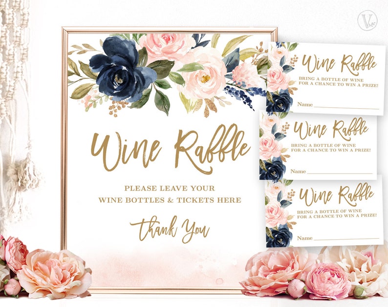 Wine Raffle Sign and Tickets, Printable Game Sign and Ticket Cards ...