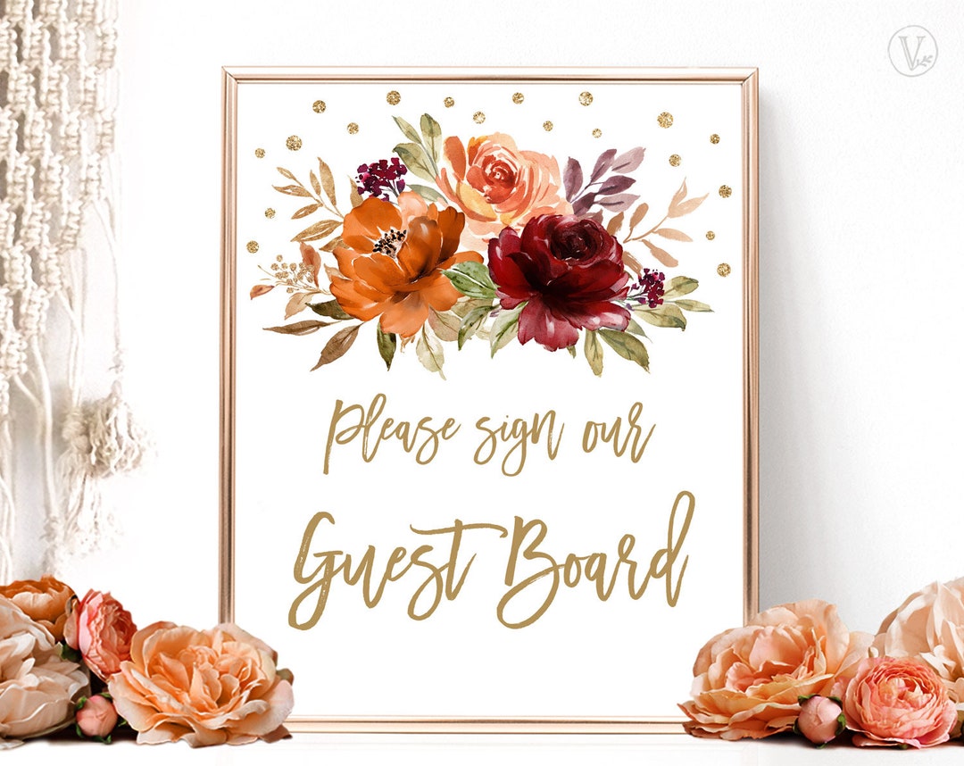 Guest Board Sign, Wedding or Couples Shower Guest Board Sign, Fall ...