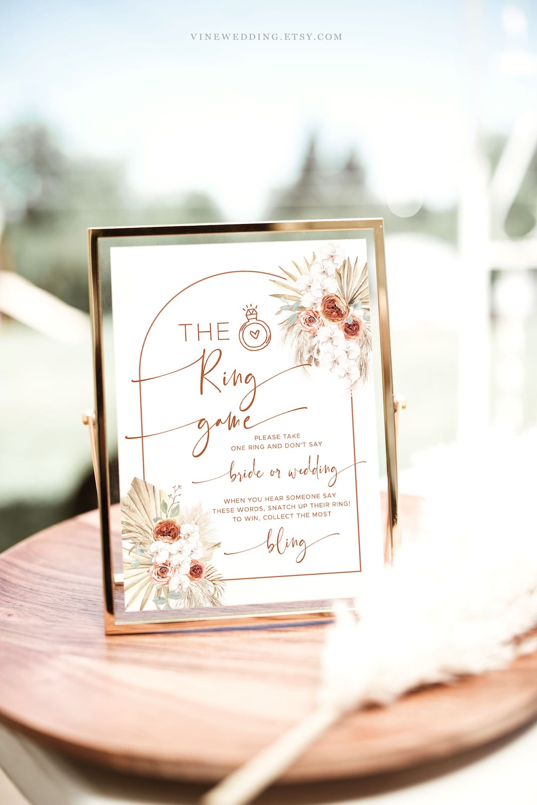 The Ring Game Sign, Printable Boho Bridal Shower Games, Editable ...