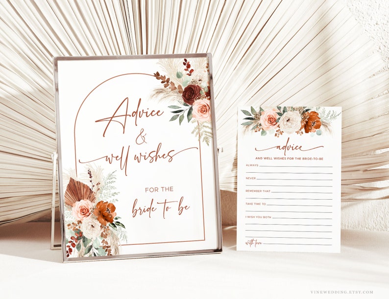 Advice and Well Wishes for the Bride to Be, Printable Bridal Shower ...